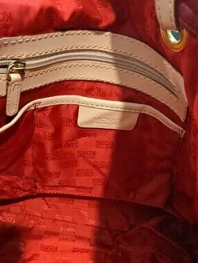 Michael Kors | Bags | Michael Kors Red Leather Tote With Tan Handles ...